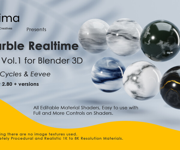 ArtStation - 7 Pro Marble Realtime Shaders Volume 01 for Blender 3D ...