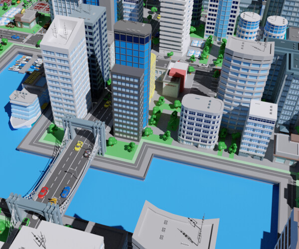 ArtStation - City 2 Metropolis Low-poly 3D model | Game Assets
