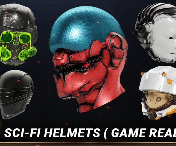 ArtStation - 23 Sci Fi Helmets ( Game Ready ) | Game Assets