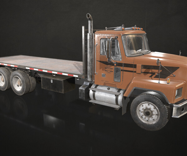 ArtStation - Classic Flatbed Truck - Low Poly | Game Assets