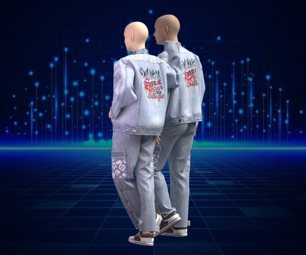 ArtStation - Unisex Denim Jacket with pant in graffiti Print | Resources