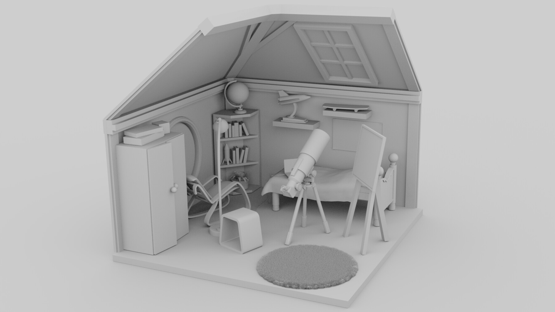 ArtStation - Blender 3 Isometric Moonlit Telescope room Design ...