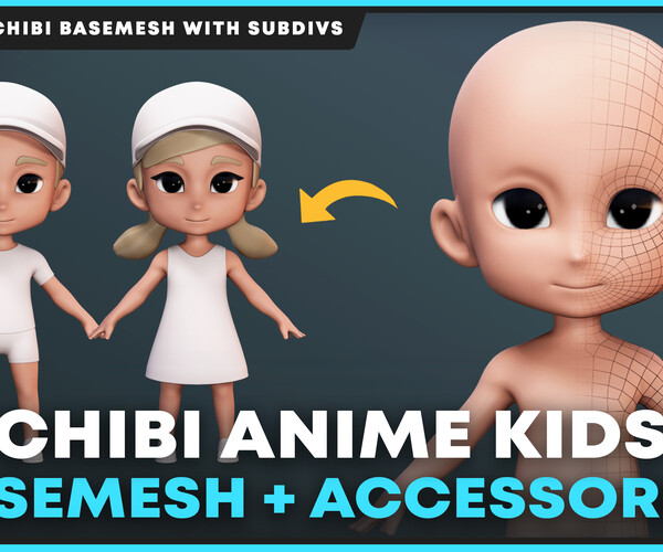 ArtStation - Chibi Anime Kid Body Basemesh + Accessories | Resources