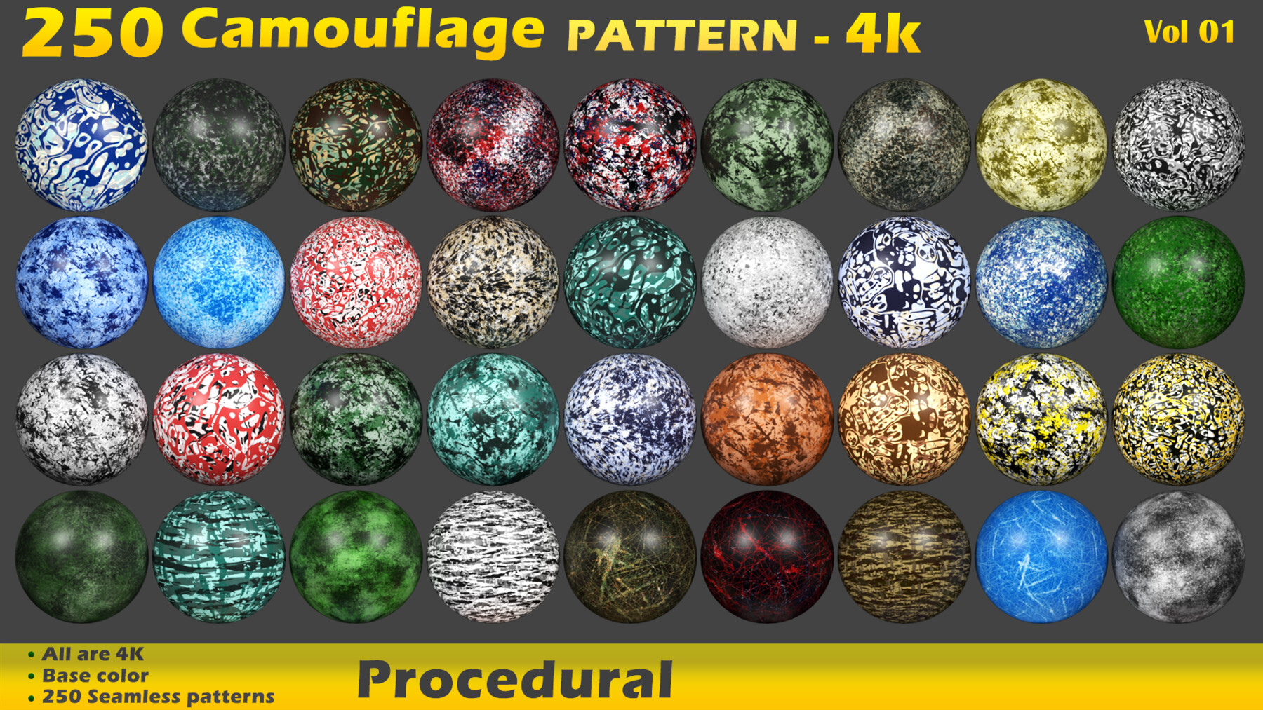 ArtStation - 250 Camouflage Pattern 4K -procedural- vol 01 | Game Assets