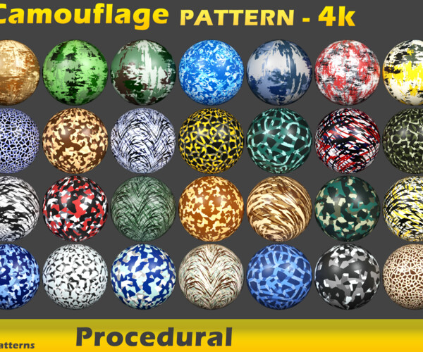 ArtStation - 250 Camouflage Pattern 4K -procedural- vol 01 | Game Assets