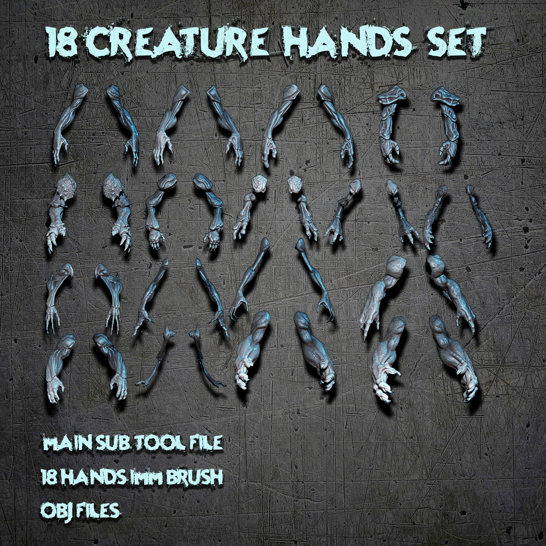 ArtStation - 18 Fantasy Creature Hands set | Resources