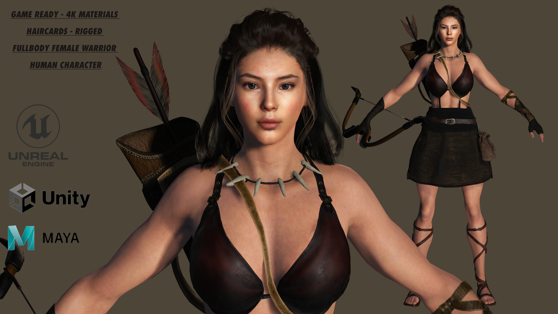 ArtStation - AAA 3D FANTASY FEMALE WARRIOR - HUMAN RIGGED CHARACTER | Game Assets