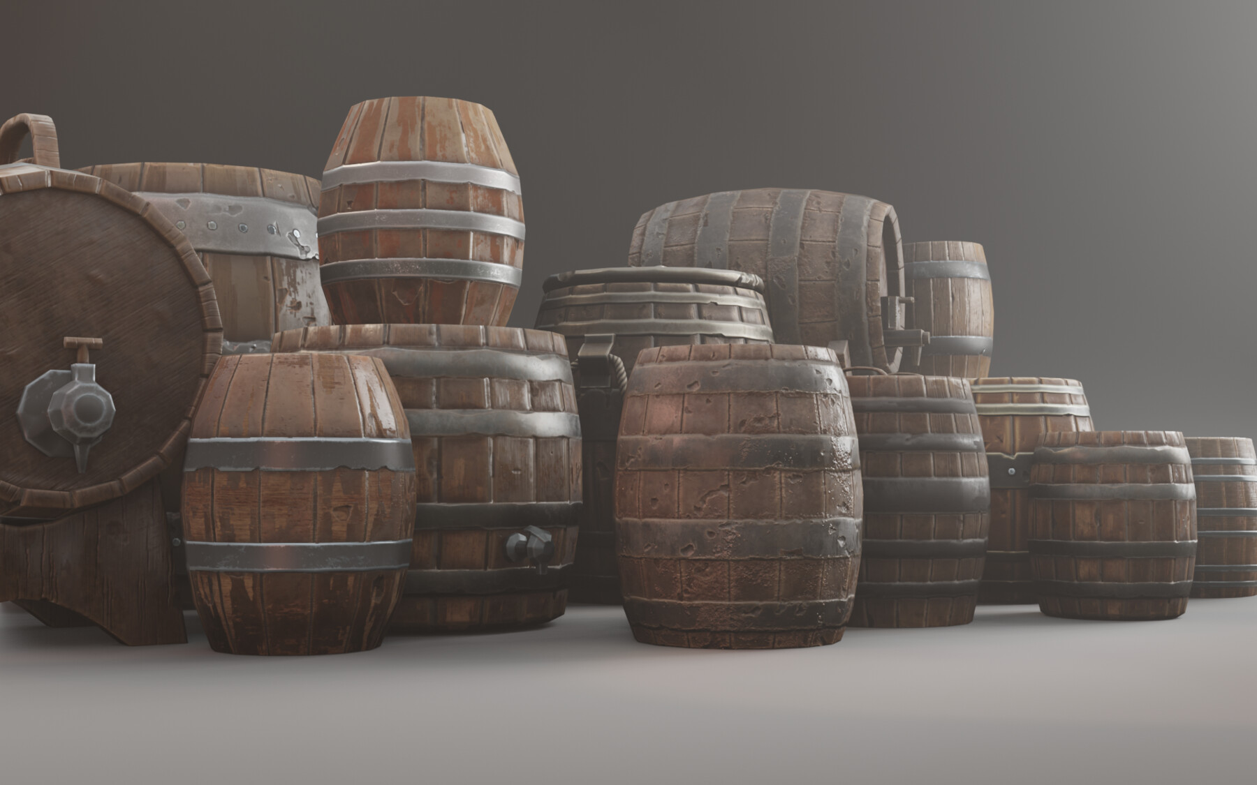 ArtStation - Low Poly High Quality Pbr Barrels | Game Assets