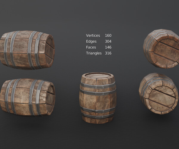 ArtStation - Low Poly High Quality Pbr Barrels | Game Assets