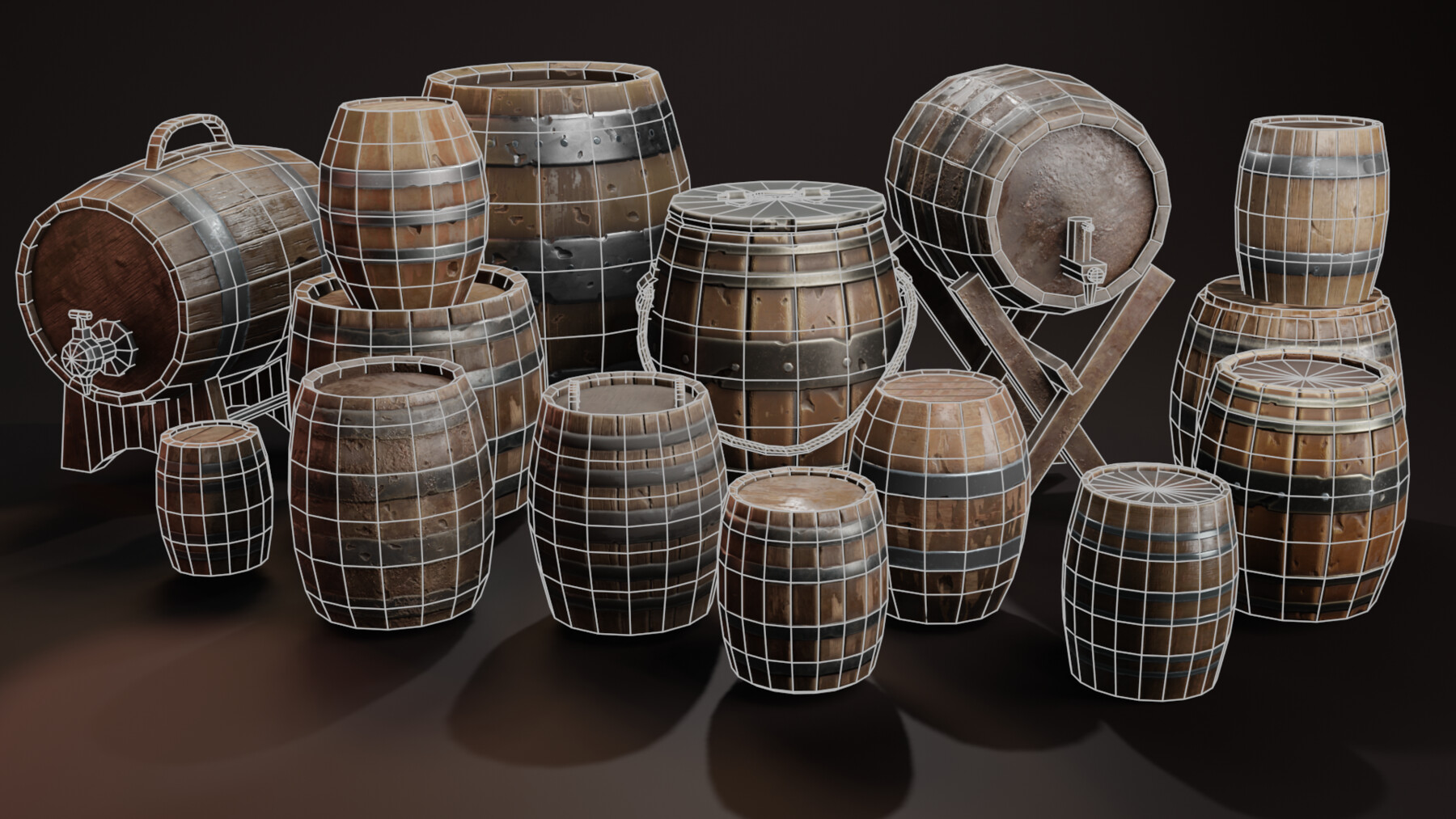 ArtStation - Low Poly High Quality Pbr Barrels | Game Assets