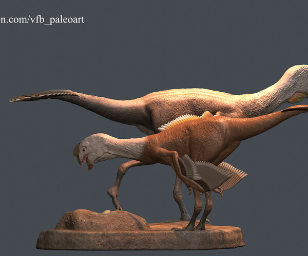 ArtStation - Oviraptor philoceratops diorama - Statue for 3D printing ...