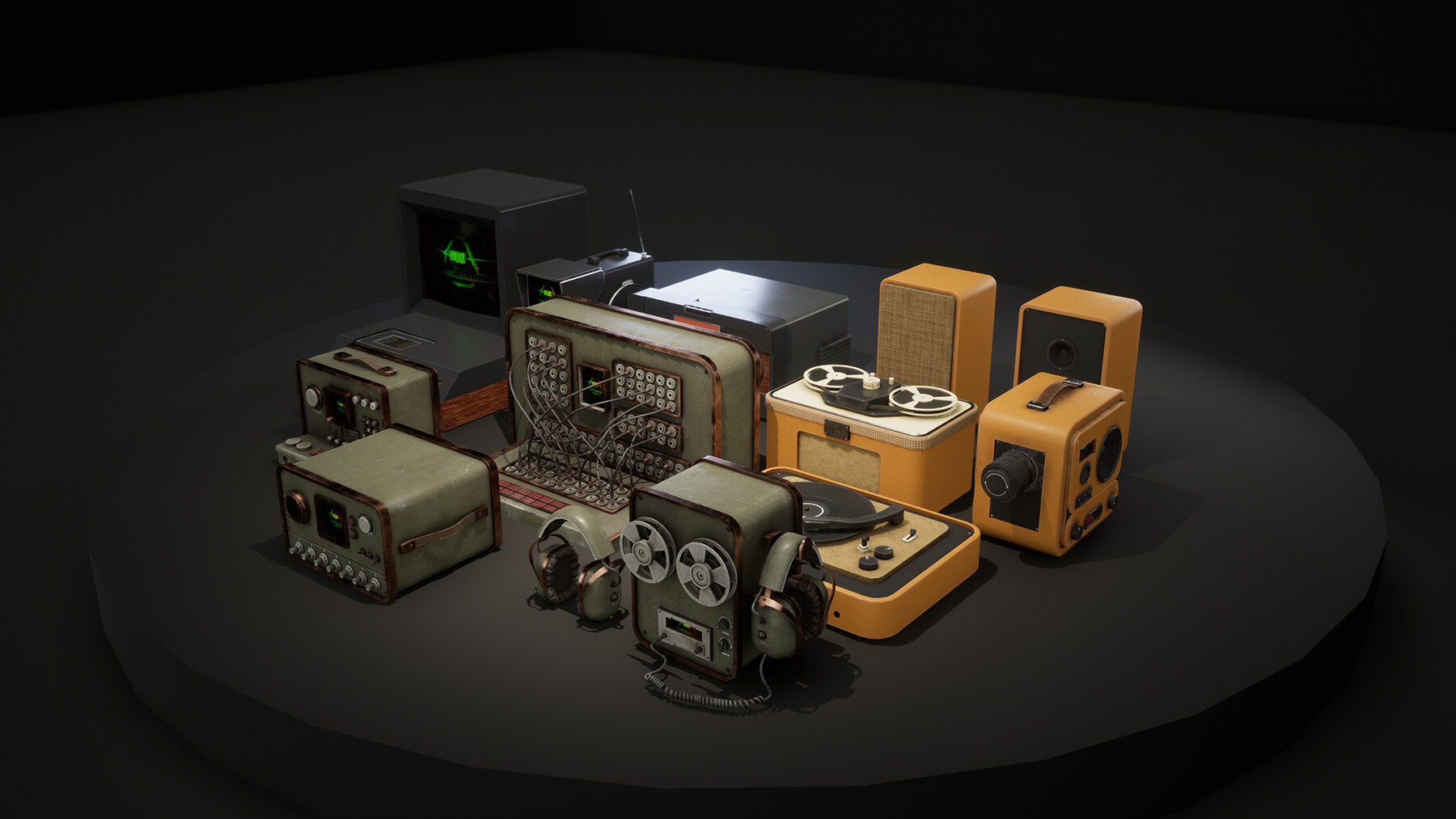 ArtStation - 15 Retro Tech Props with Hologram Material (FBX and UE4/5) | Game Assets