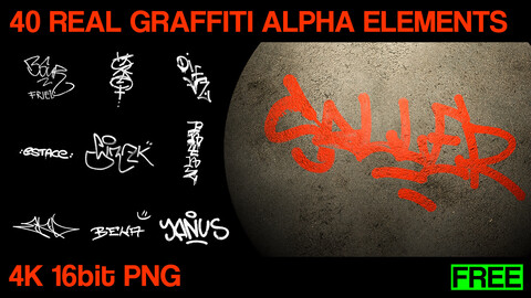 ArtStation - 40 Real Graffiti Alpha Elements - 4K 16bit PNG - Vol.1 ...