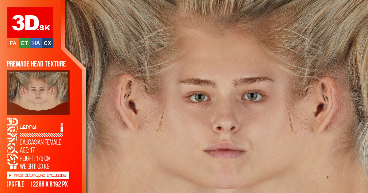 3D.SK - Premade Female Head Texture | Lenny