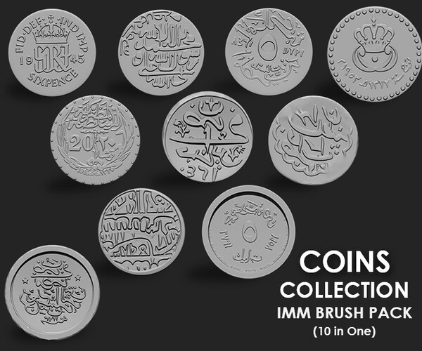 ArtStation - Coins Collection IMM Brush Pack (10 in One) | Brushes