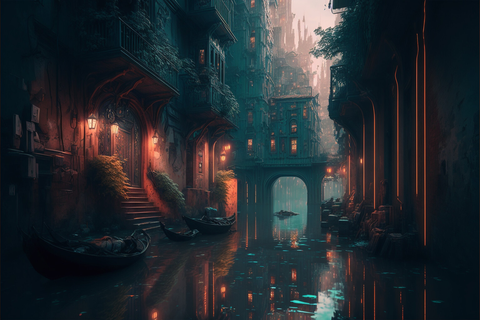 ArtStation - Cyberpunk City Canals Collection | Artworks