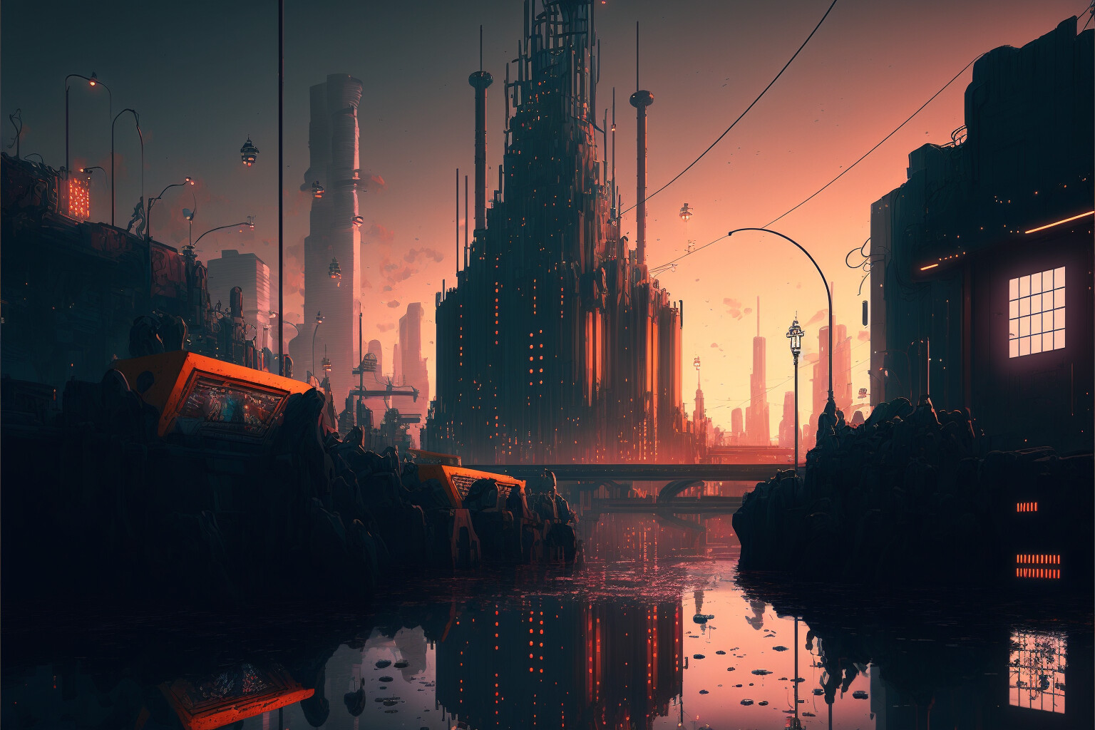 ArtStation - Cyberpunk City Canals Collection | Artworks