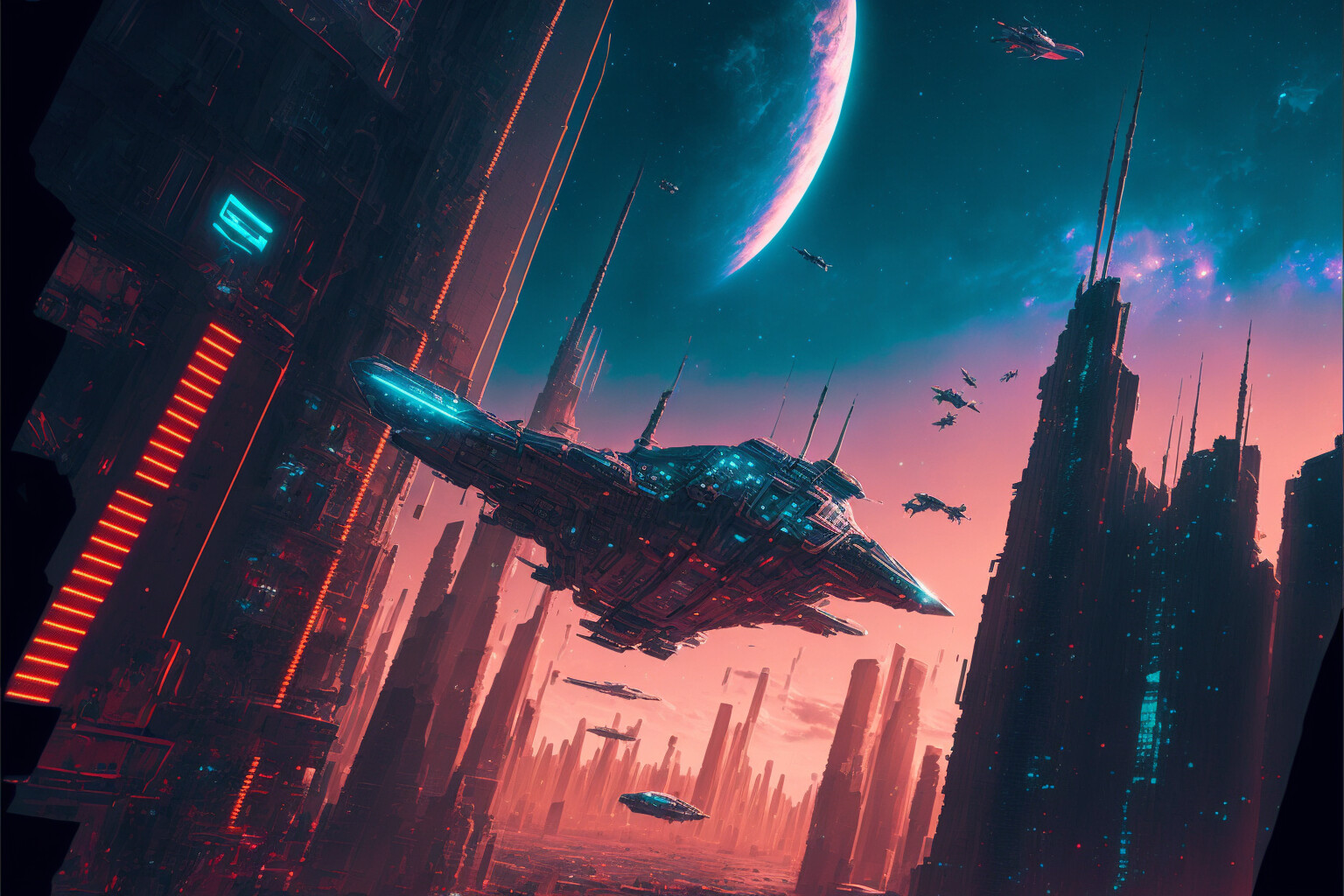 ArtStation - Cyberpunk Ships in Flight | Artworks