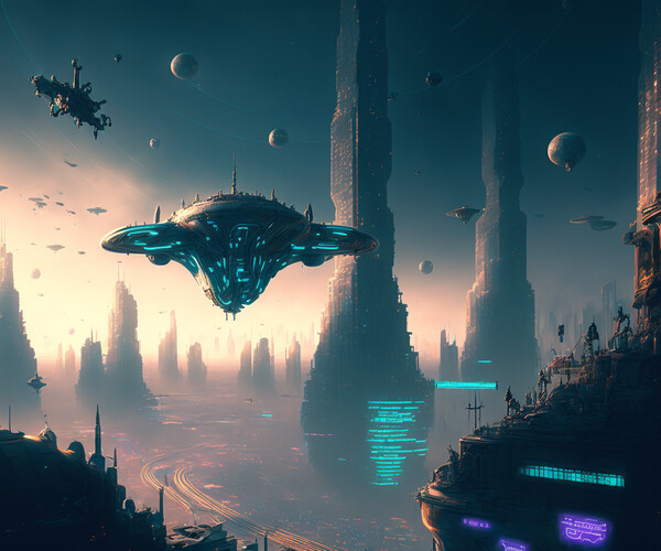 ArtStation - Cyberpunk Ships in Flight | Artworks