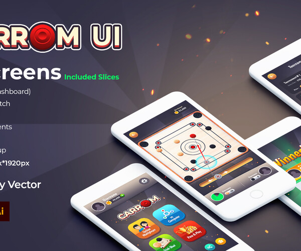 ArtStation - Carrom 2D - Game UI Screens with Assets | Game Assets