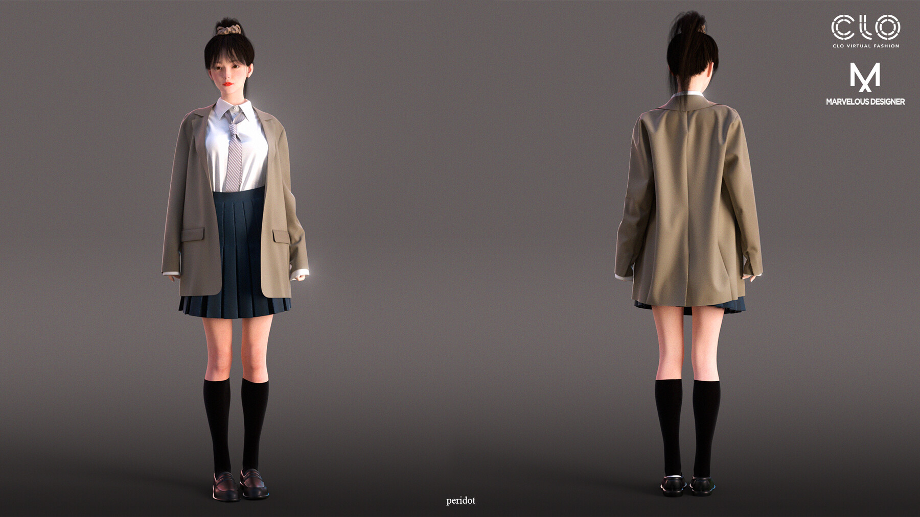 ArtStation - SCHOOL LOOK / UNIFORM / MD / CLO3D / FBX / OBJ | Game Assets