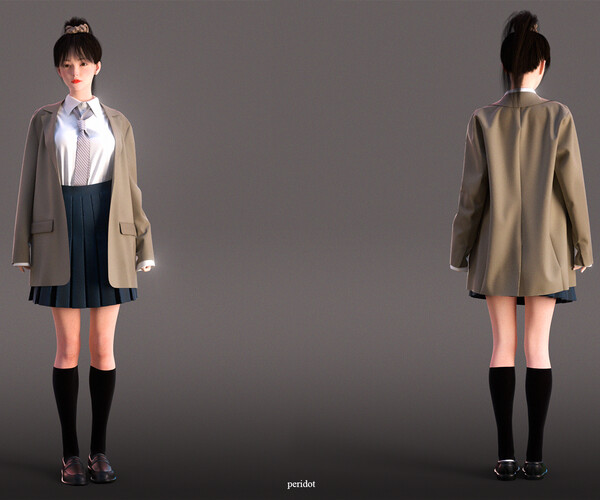 ArtStation - SCHOOL LOOK / UNIFORM / MD / CLO3D / FBX / OBJ | Game Assets