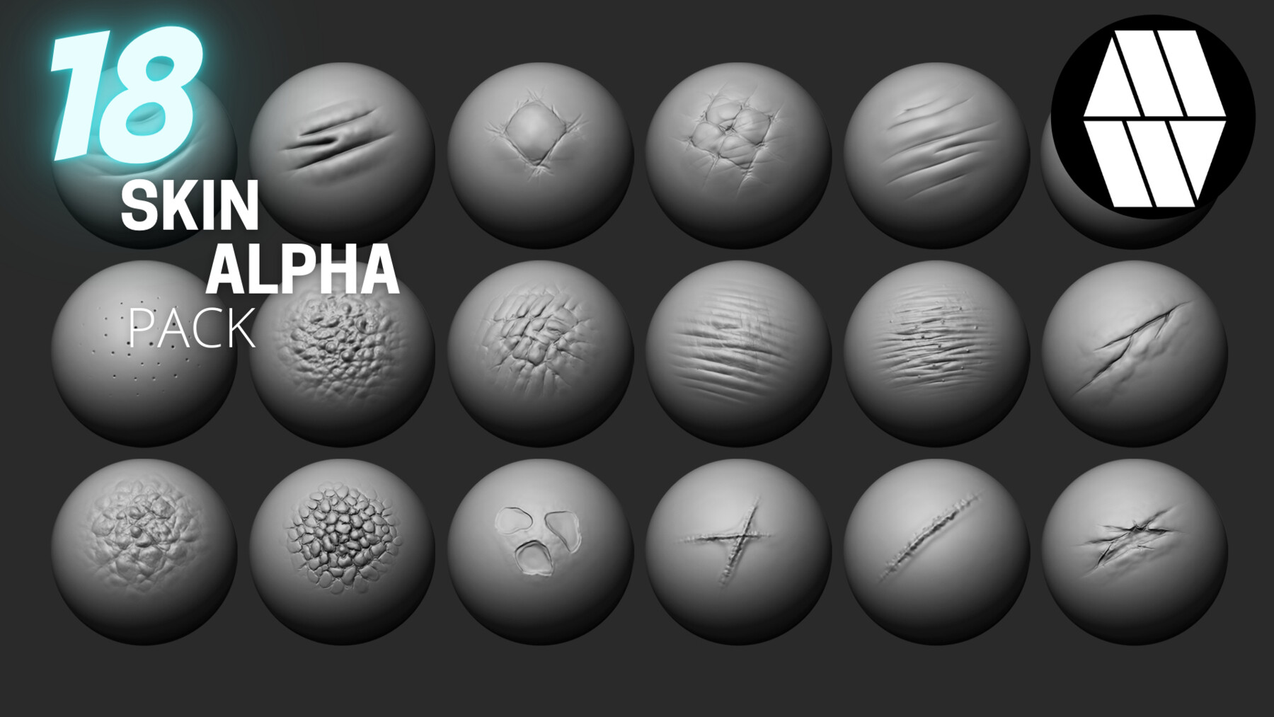 ArtStation - 18 Skin Alphas and VDM Brush - Custom made Alphas to use in ZBrush - COMMERCIAL ...