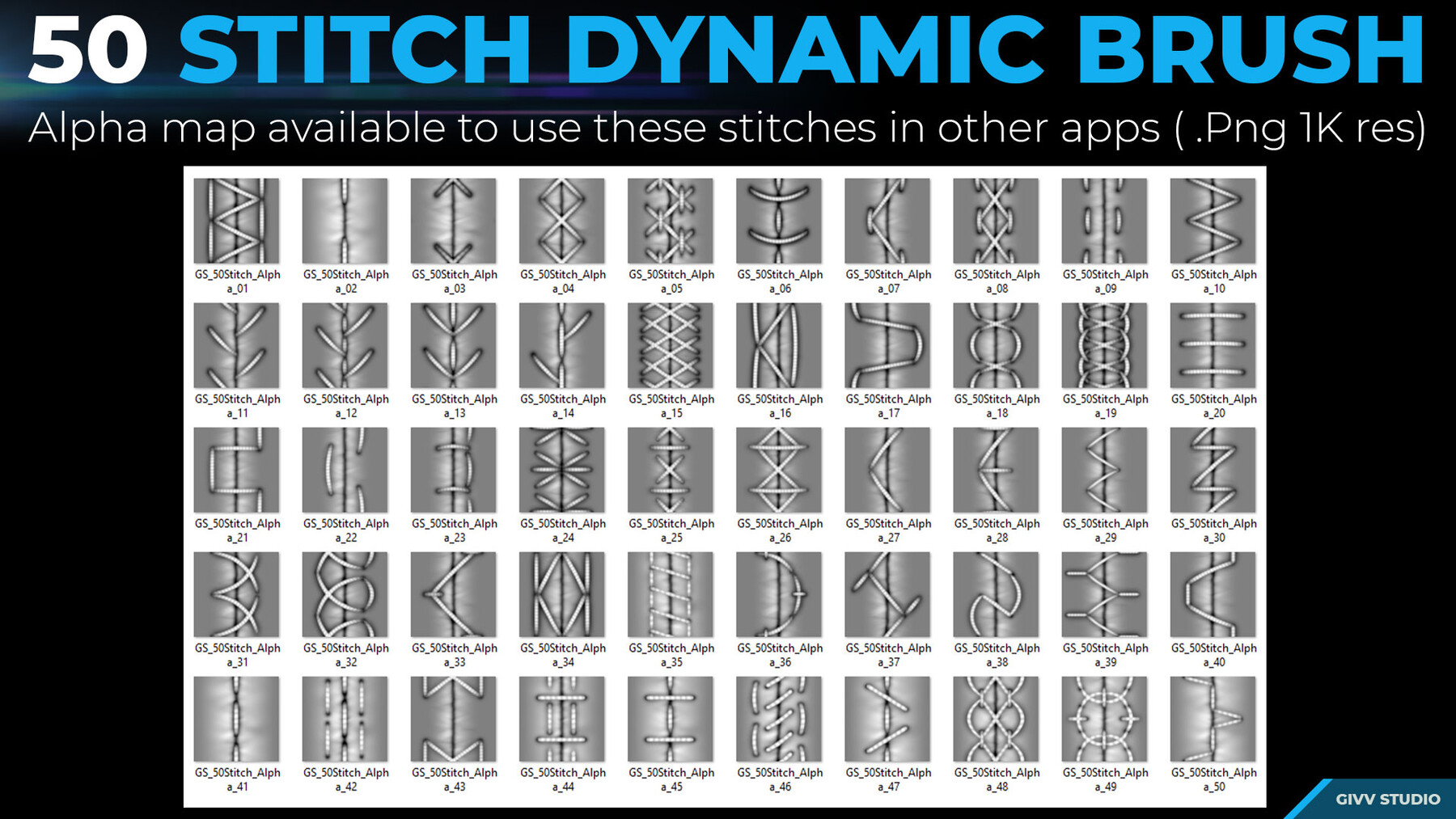 ArtStation - Dynamic Brush - Stitches and Seam VOL 1 (.sbsar) + (.png alpha included) | Brushes