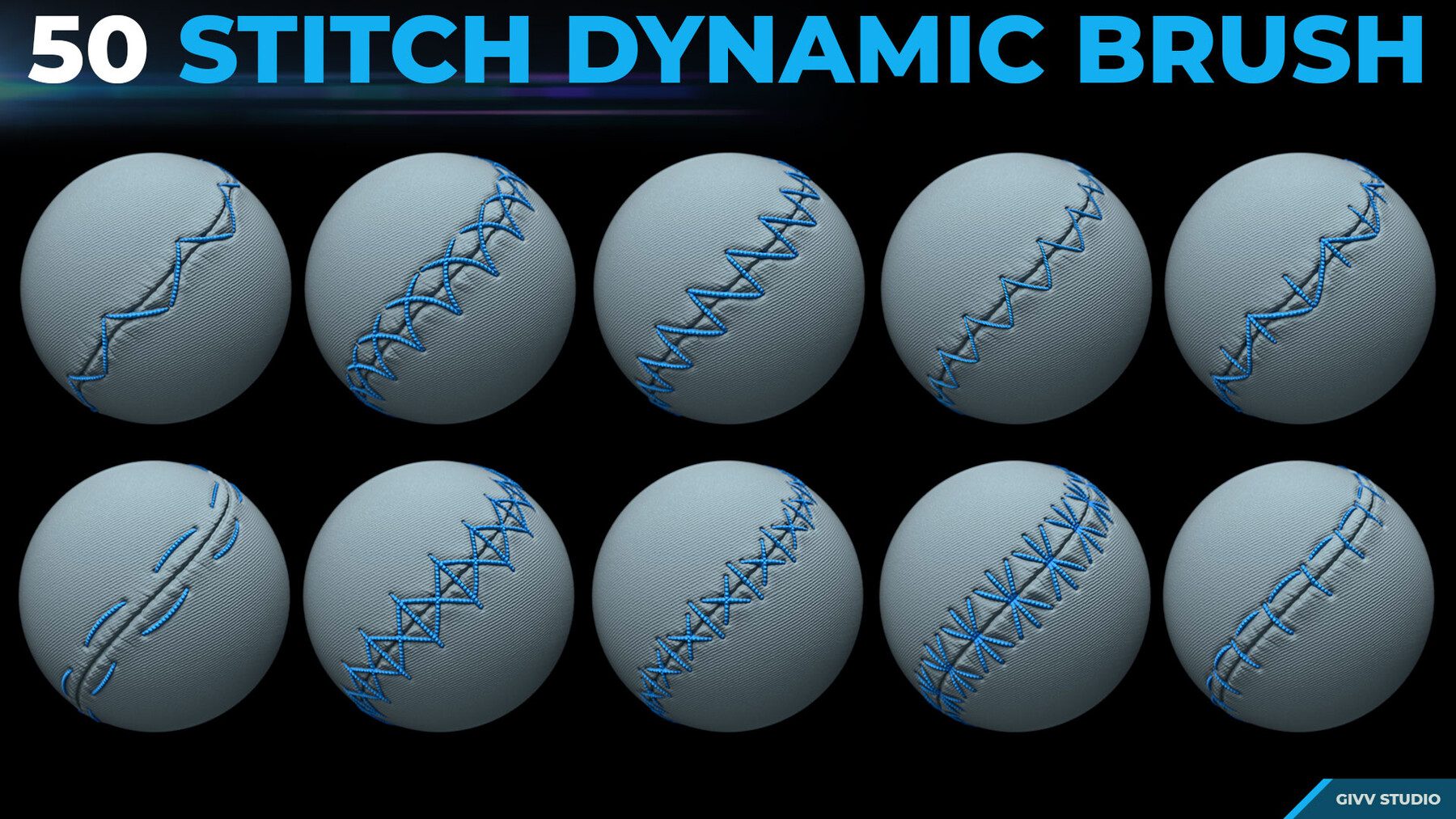 ArtStation - Dynamic Brush - Stitches and Seam VOL 1 (.sbsar) + (.png alpha included) | Brushes
