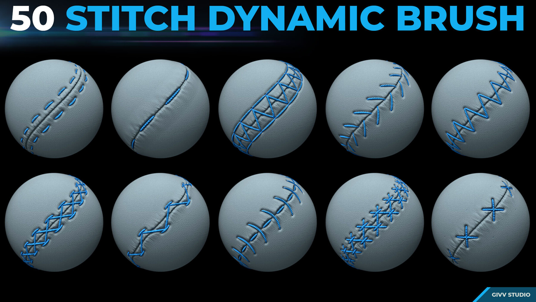 ArtStation - Dynamic Brush - Stitches and Seam VOL 1 (.sbsar) + (.png alpha included) | Brushes
