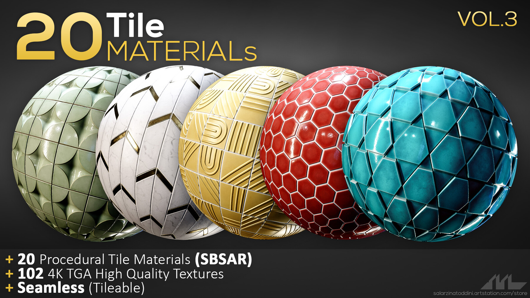 ArtStation - 20 Tile Materials - Base Materials Vol.3 | Game Assets