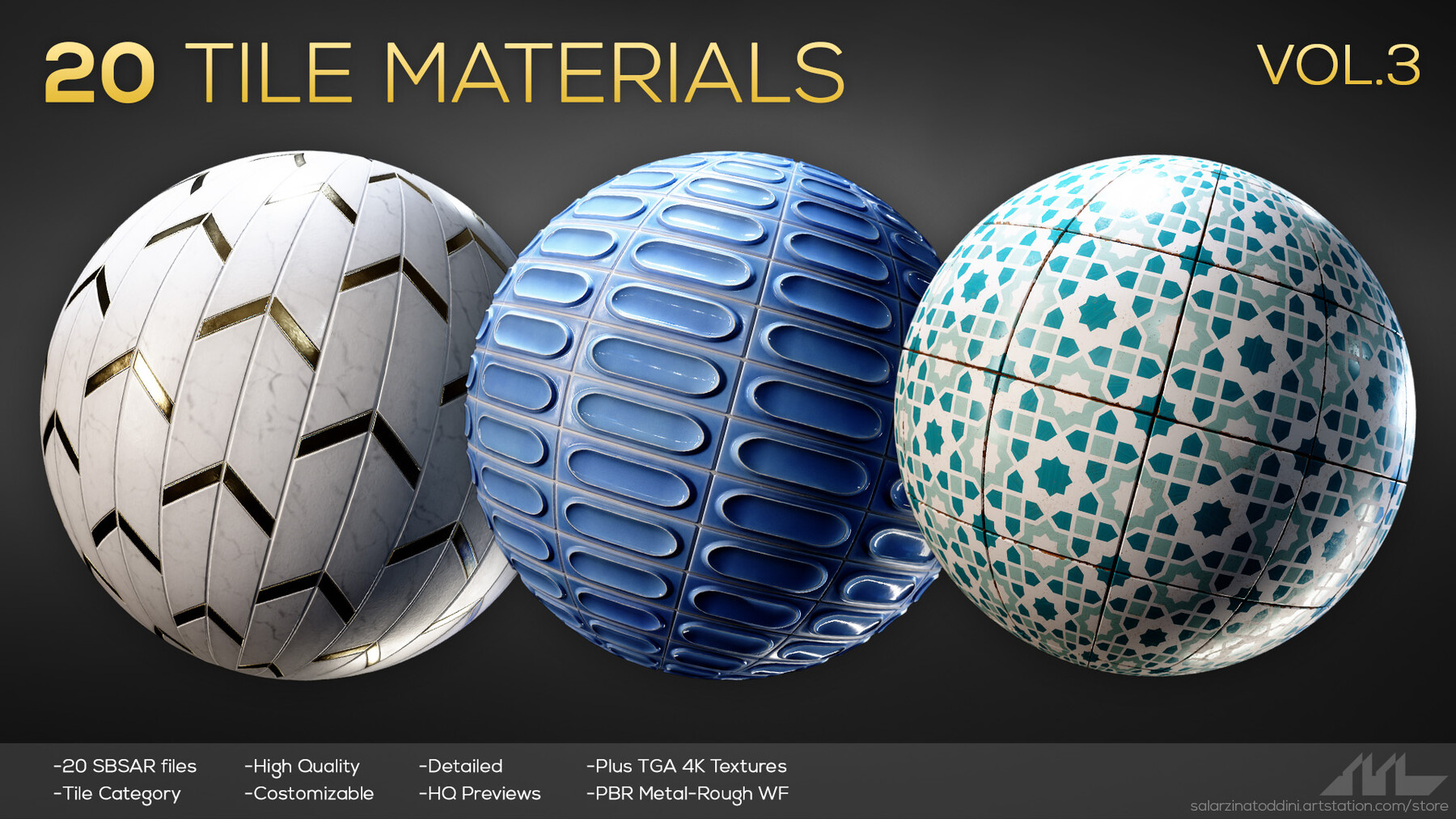 ArtStation - 20 Tile Materials - Base Materials Vol.3 | Game Assets