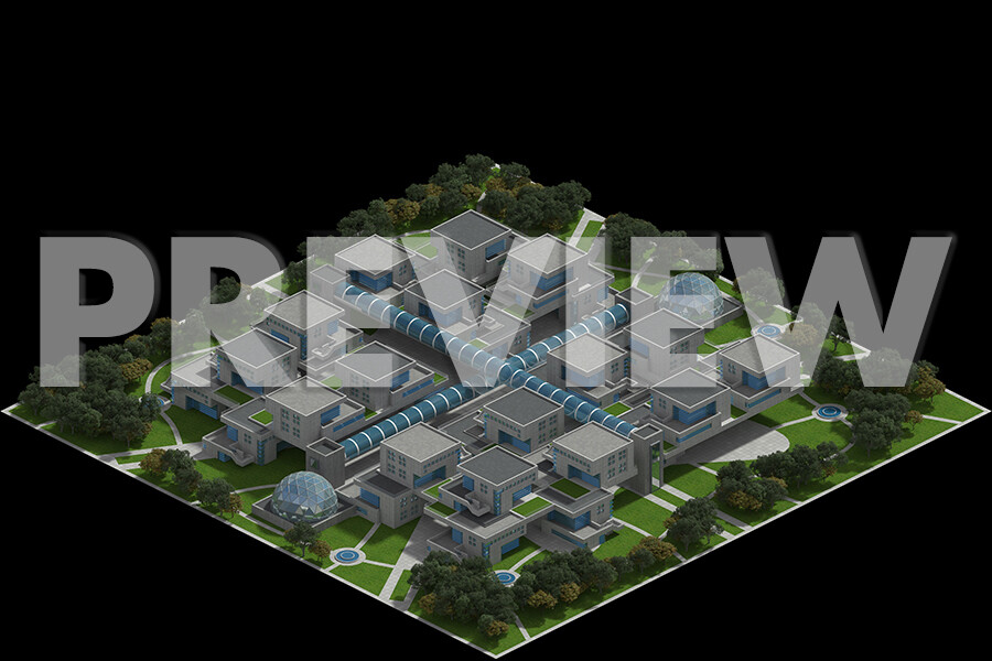 ArtStation - Architecture (Tile#0039, 2x2) – Dimetric Projection ...