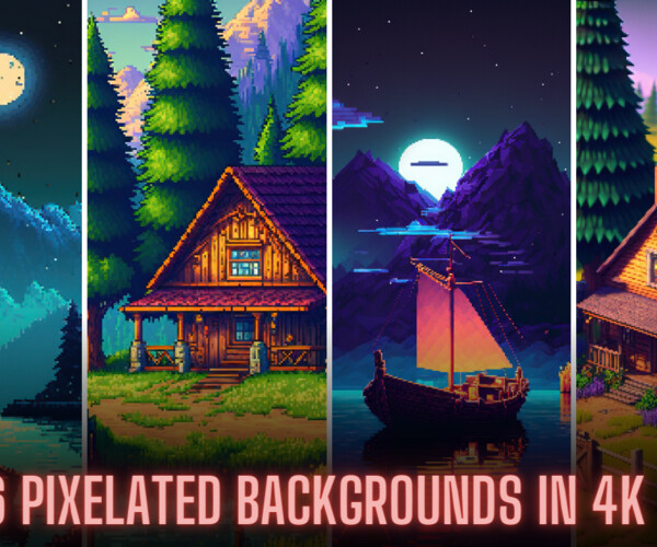 ArtStation - 6 Pixelated Backgrounds/Wallpapers in 4K | Game Assets