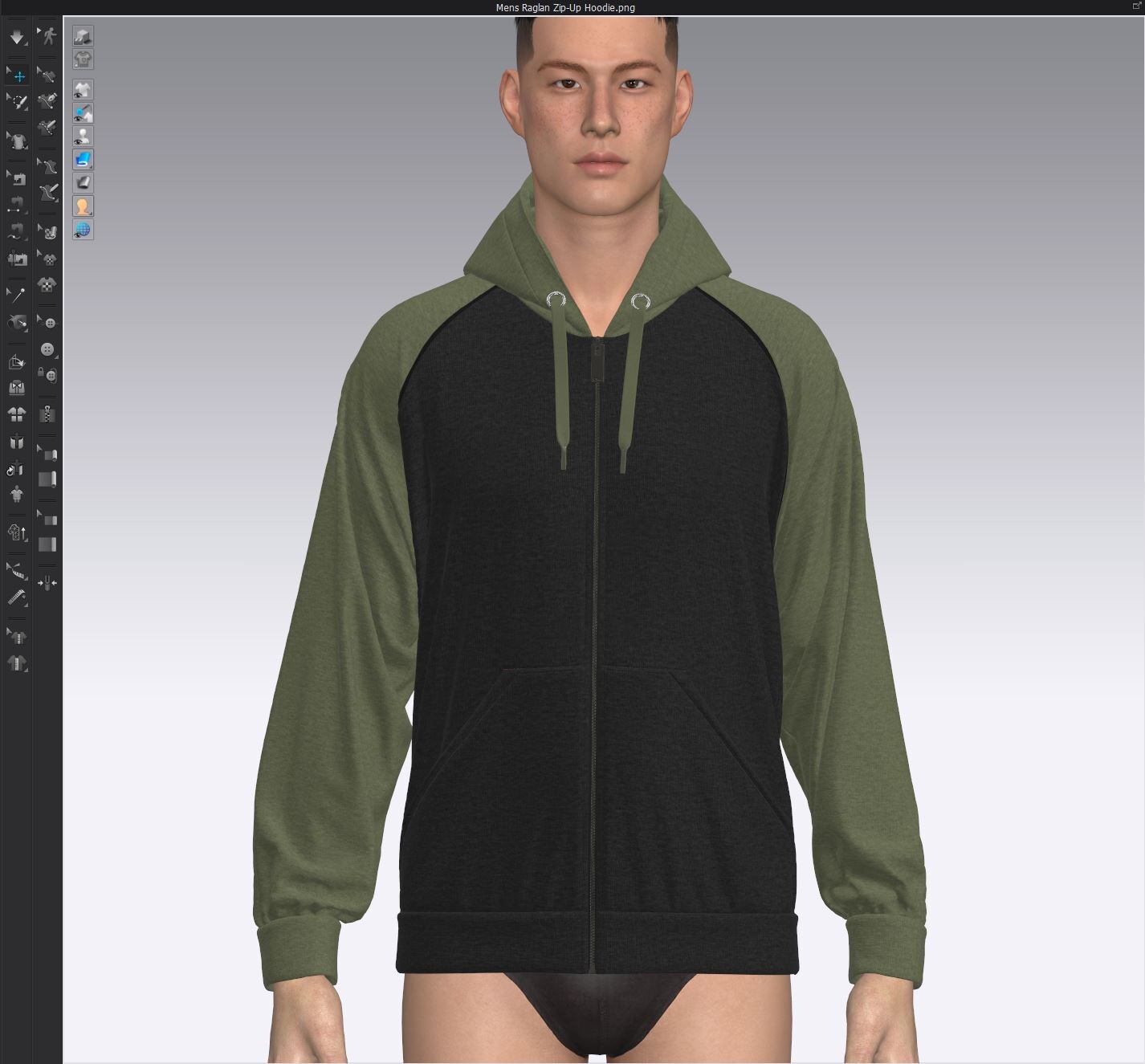 ArtStation - Mens Raglan Zip-Up Hoodie, marvelous designer,clo3d ...