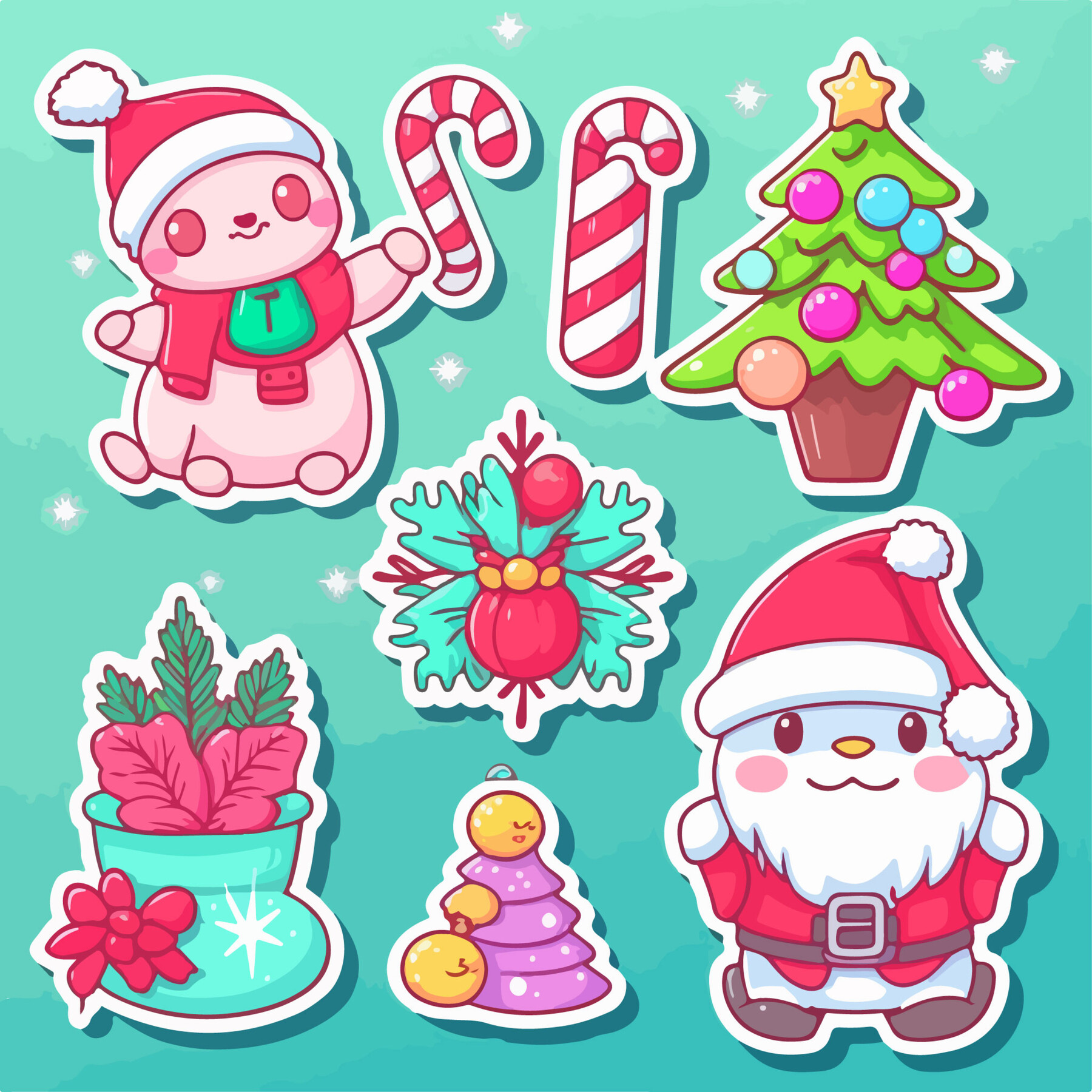 ArtStation - Sticker set Christmas attribute ornament sticker ...