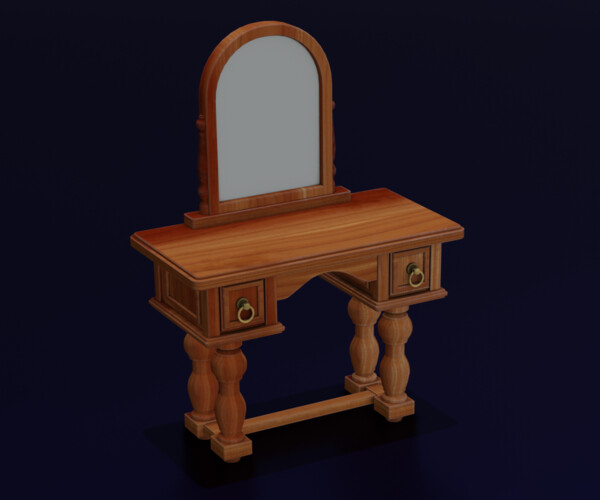 ArtStation - WOODEN DRESSING TABLE LOW POLY GAME READY | Resources
