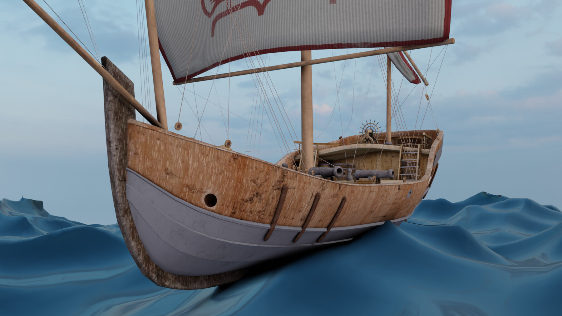 ArtStation - ANIMATED SHIP WITH OCEAN WAVES LOW POLY GAME READY | Game ...