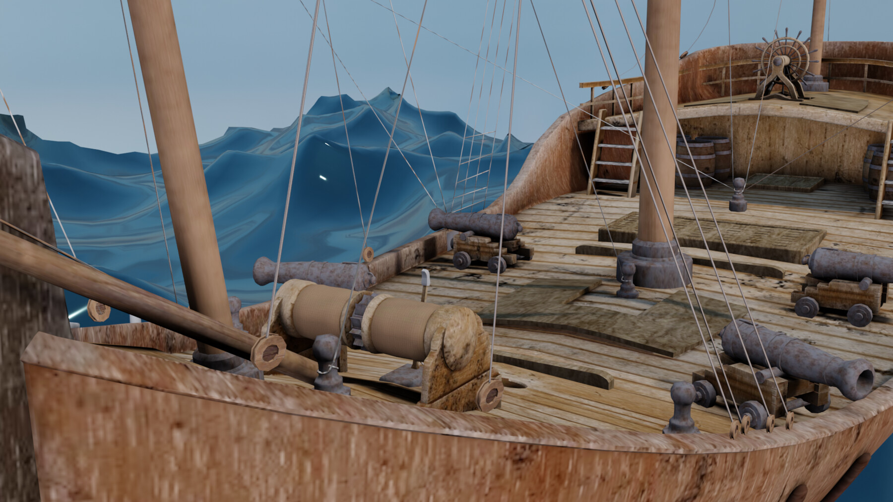 ArtStation - ANIMATED SHIP WITH OCEAN WAVES LOW POLY GAME READY | Game ...