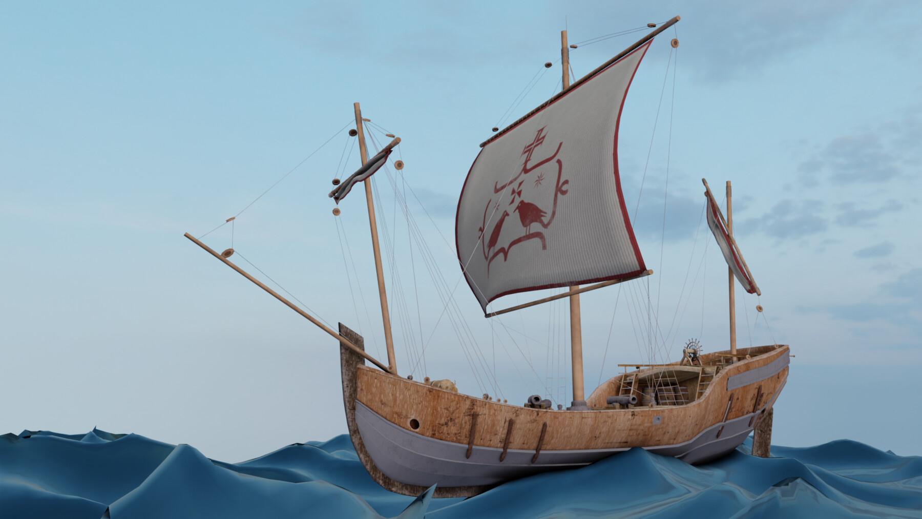 ArtStation - ANIMATED SHIP WITH OCEAN WAVES LOW POLY GAME READY | Game ...