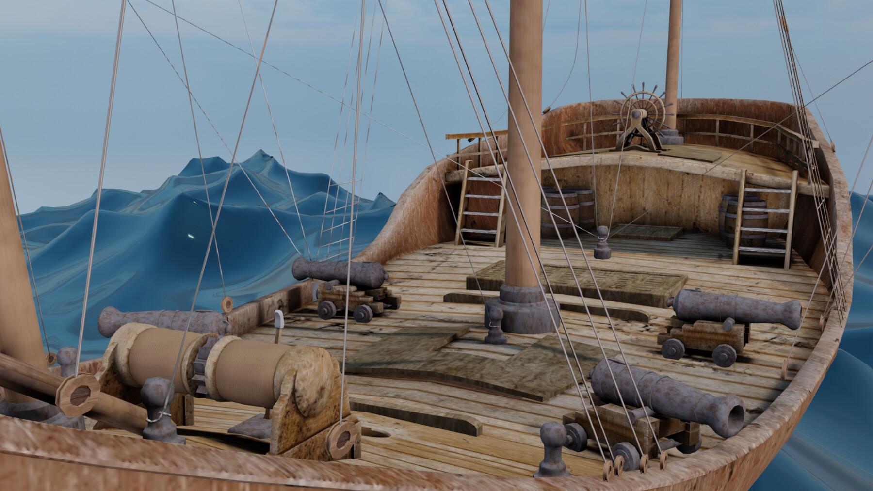 ArtStation - ANIMATED SHIP WITH OCEAN WAVES LOW POLY GAME READY | Game ...