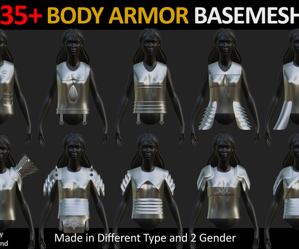 ArtStation - 35+ BODY ARMORS BASEMESH. Vol 13 (LOW POLY) | Game Assets