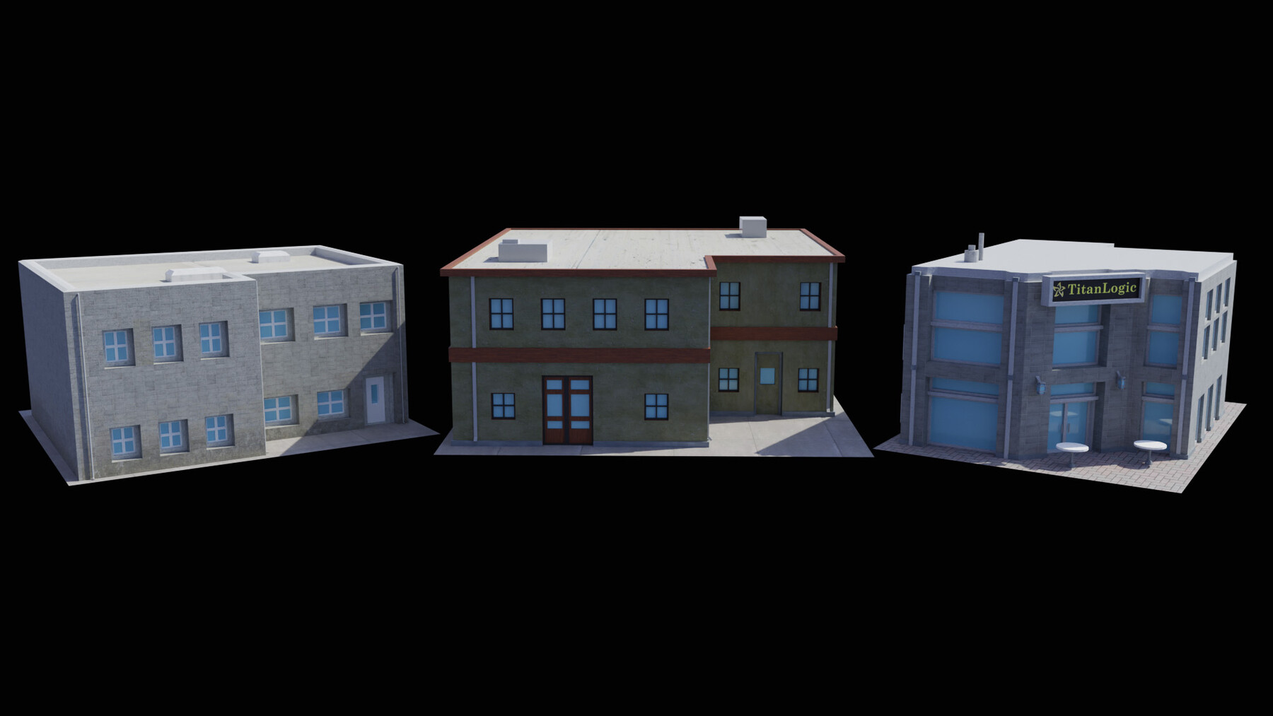 ArtStation - BrandonVille Commercial Set: 15 Buildings | Resources
