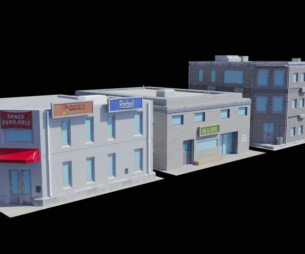 ArtStation - BrandonVille Commercial Set: 15 Buildings | Resources