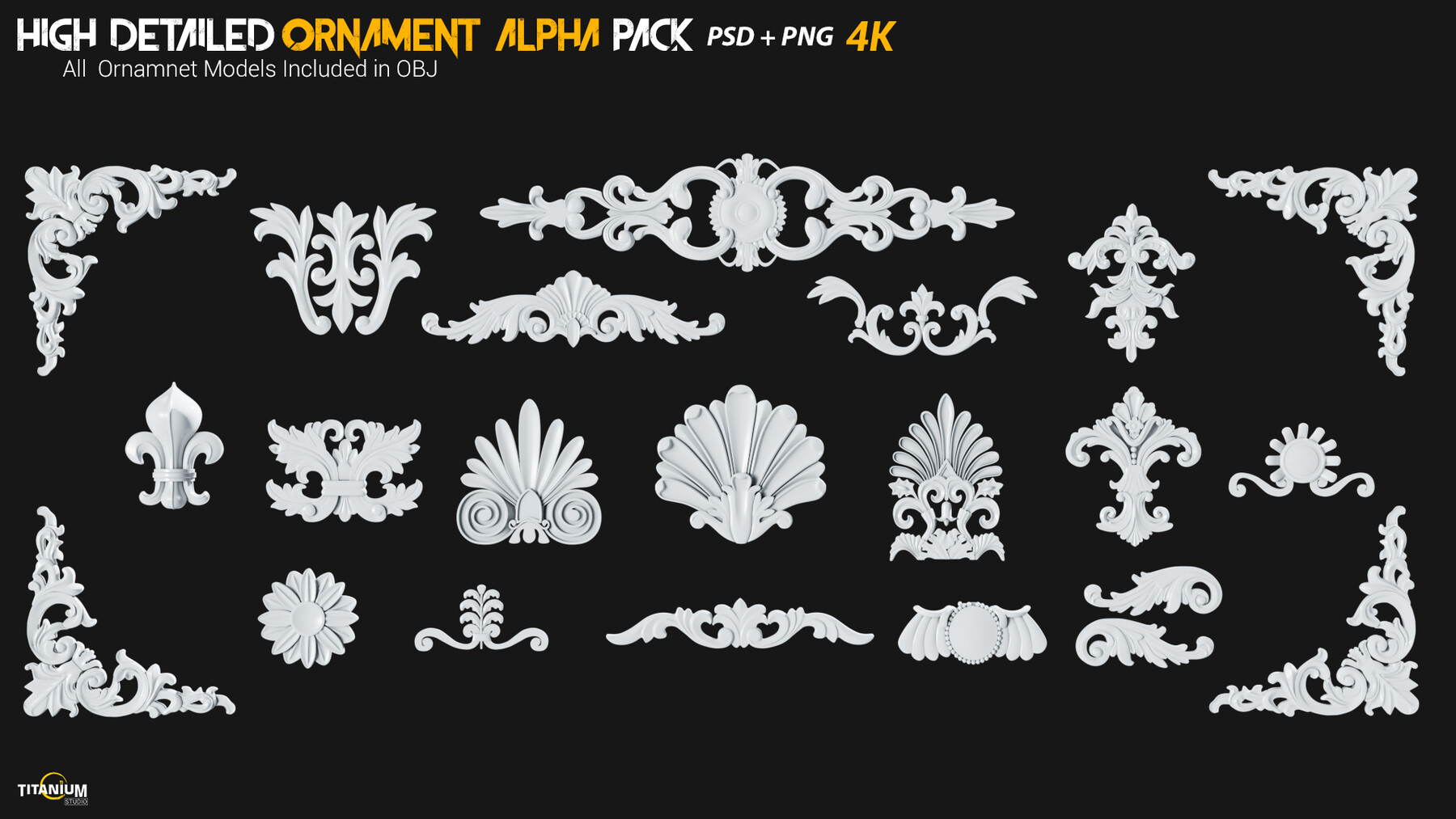 ArtStation - High Detailed Ornament Elements Alpha Pack + 3D Models ...
