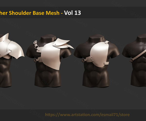 ArtStation - 25 Leather Shoulder Base Mesh - Vol 13 | Resources