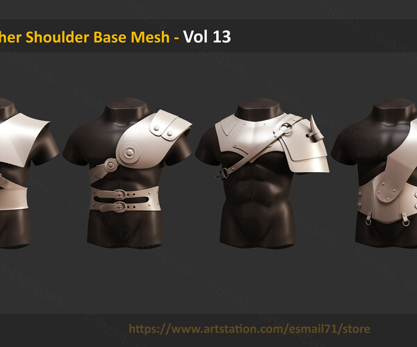 ArtStation - 25 Leather Shoulder Base Mesh - Vol 13 | Resources
