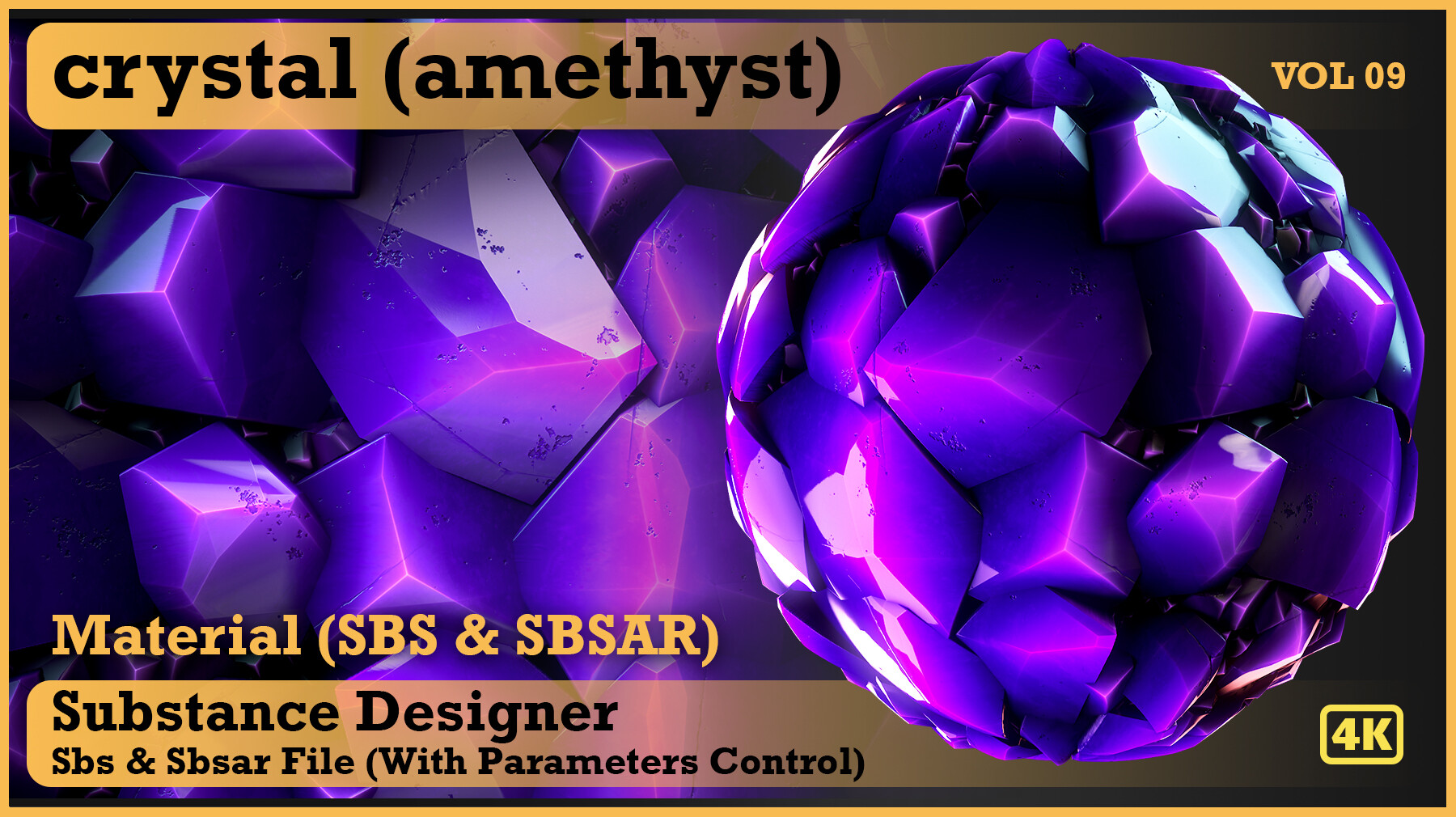 ArtStation - Crystal (Amethyst) - VOL 09 -SBS & SBsar | Game Assets