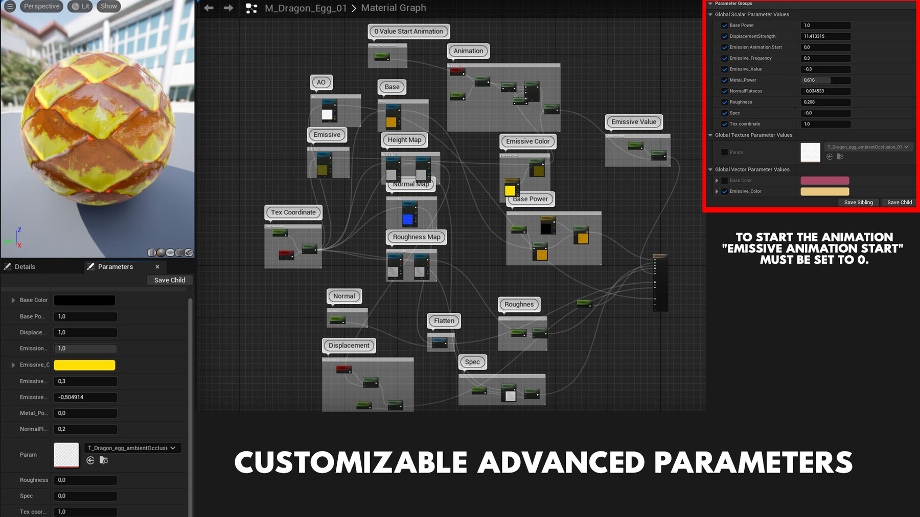 ArtStation - Advanced Customizable Parameters Material Dragon Egg ...