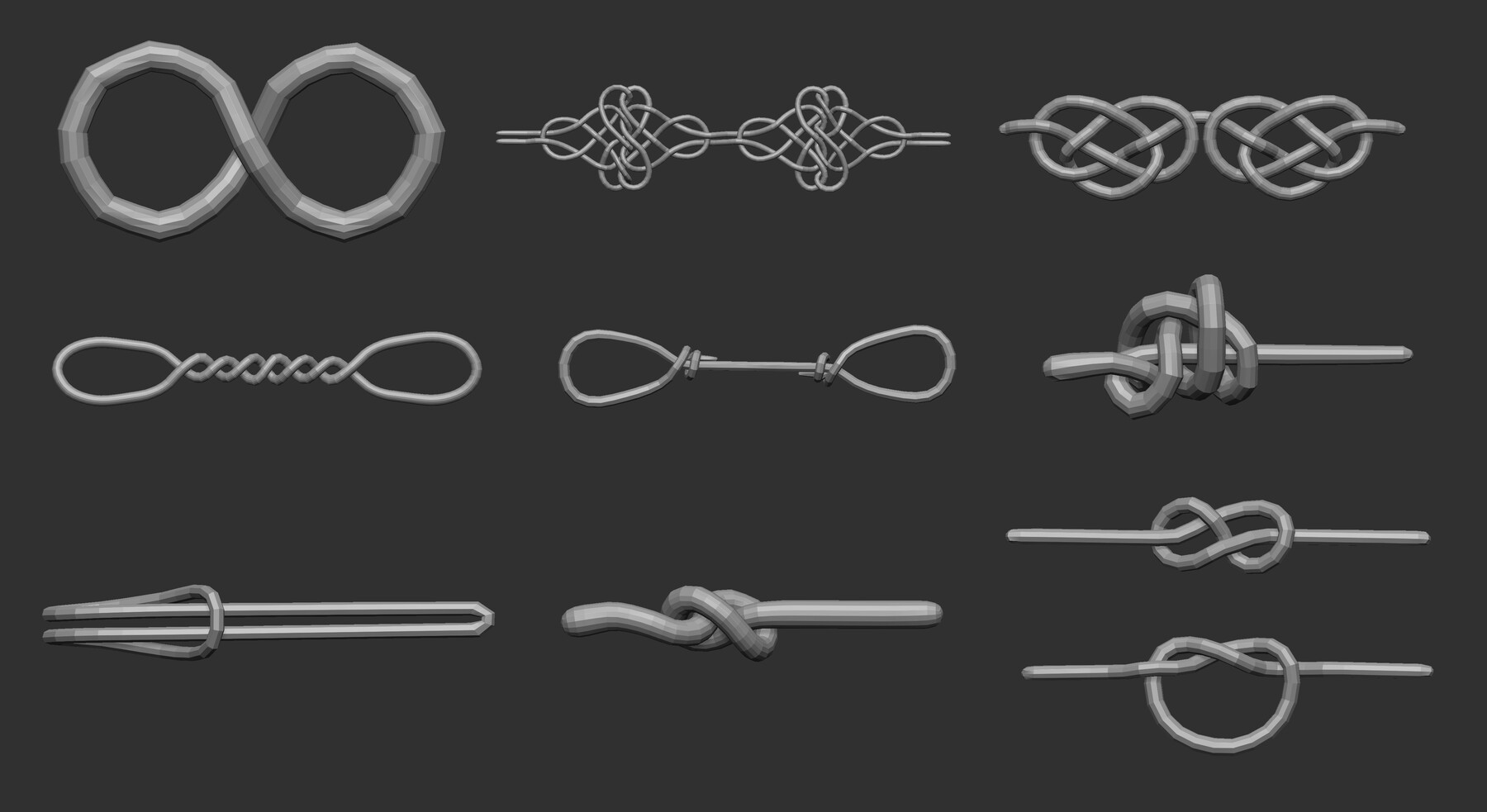 ArtStation - 20 Low poly braid, knot & nodes base mesh IMM curve + IMM ...